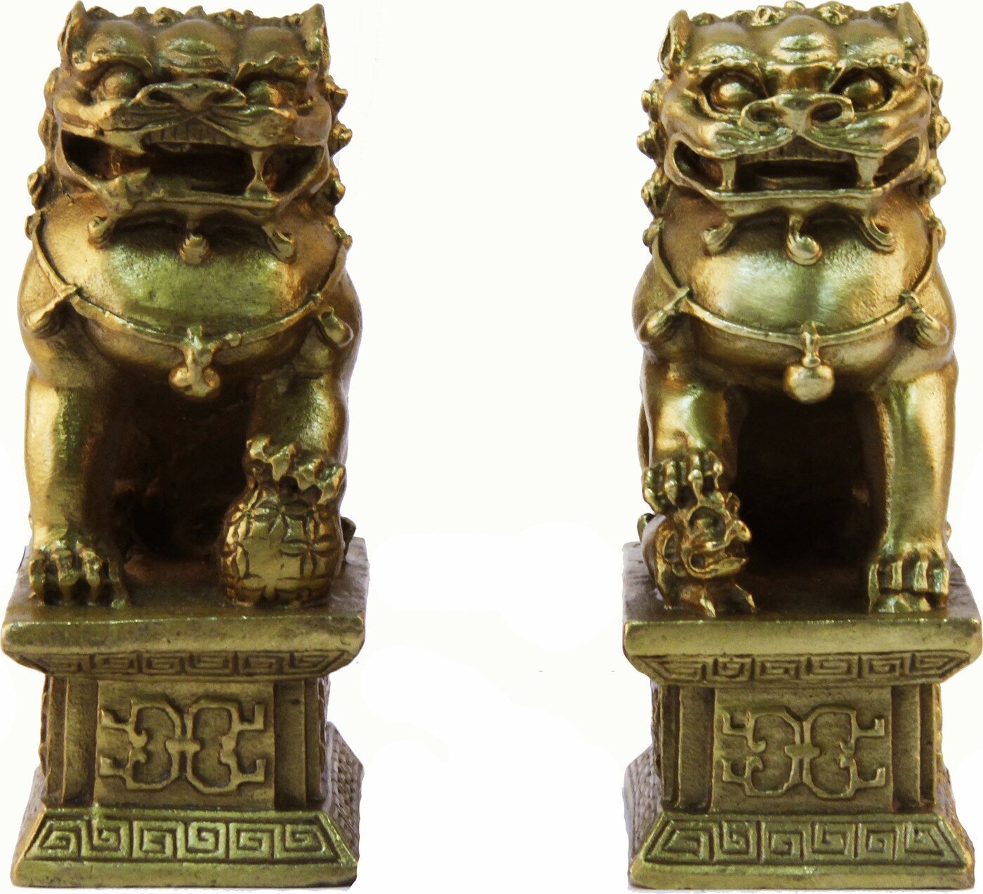 Комплект букендов "Львы-стражи". Бронза, прочеканка. Китай. вторая половина XX века