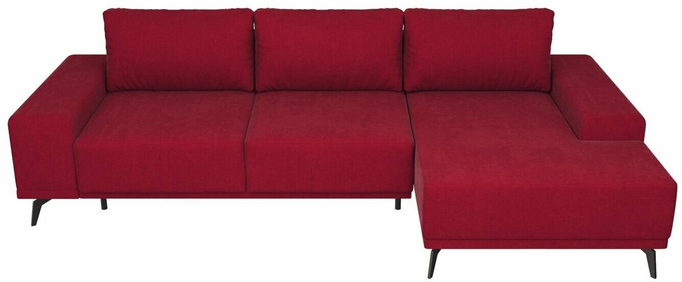 Угловой Нео диван, Вельвет, Красный, Угол правый, Ящик для белья, 263х150х75см