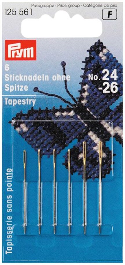 Иголки для шитья и вышивания гобеленовые ручные Tapestry № 24-26, 6 шт, Prym 125561