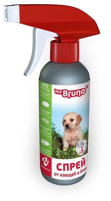 Антипаразитарное средство Мистер Бруно спрей репеллентный для собак "Бережная защита", 200 мл.