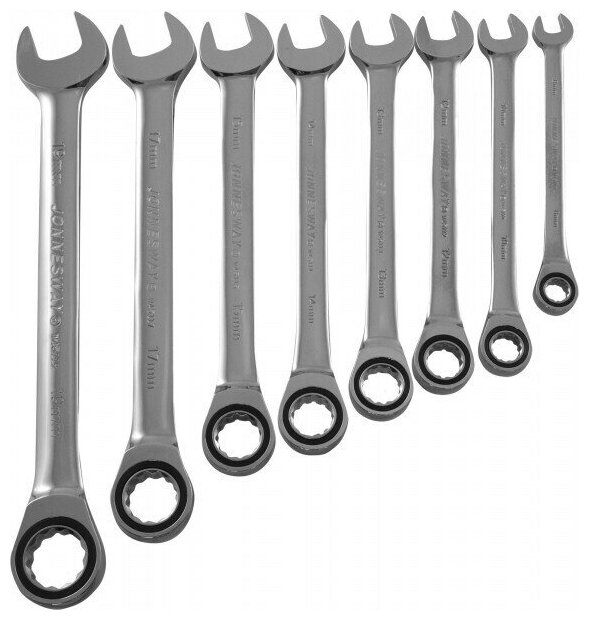 Набор комбинированных трещоточных ключей 8-19 мм 8 предметов Jonnesway W45308S