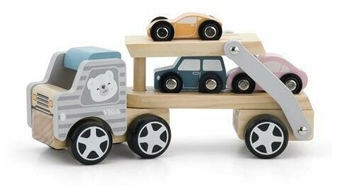 Развивающие игрушки из дерева Viga Toys Трейлер с машинками 44014