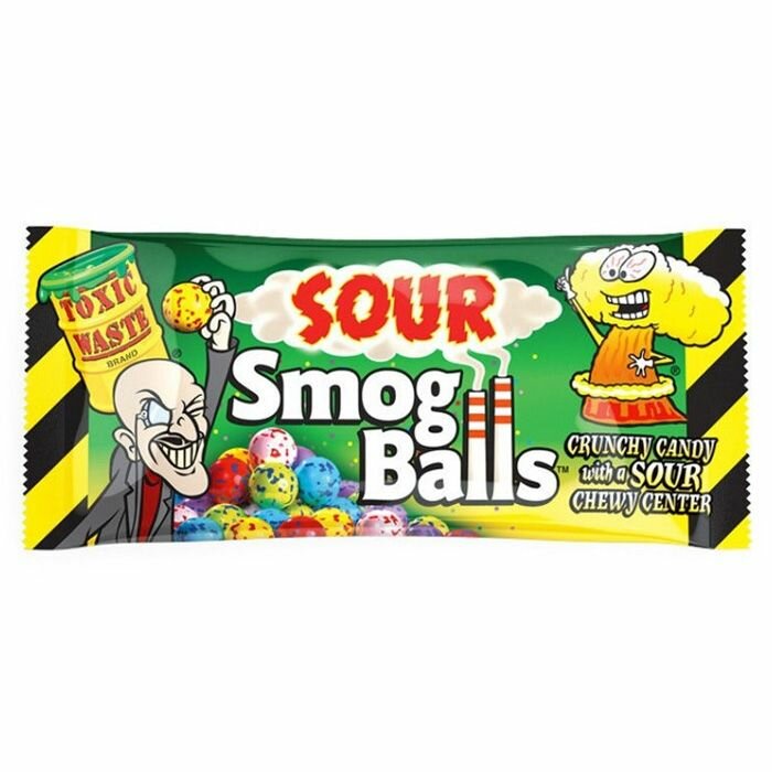 Драже с кислой начинкой Toxic Waste Smog Bolls (США), 48 г