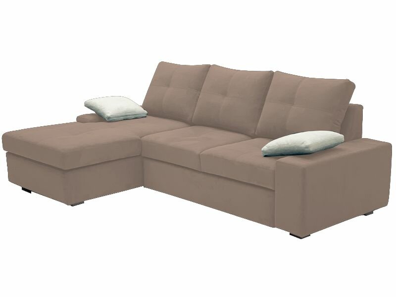 Диван-кровать угловой Panino для гостиной c подлокотниками, бежевый, велюр, раскладной, 260х157х85см
