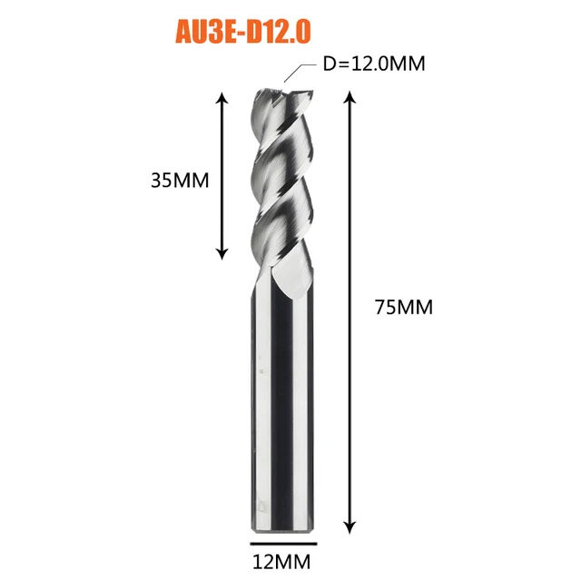Dreanique трехзаходная фреза по алюминию для чпу (12х35х75х12 Z3) AU3E-D12.0 39858