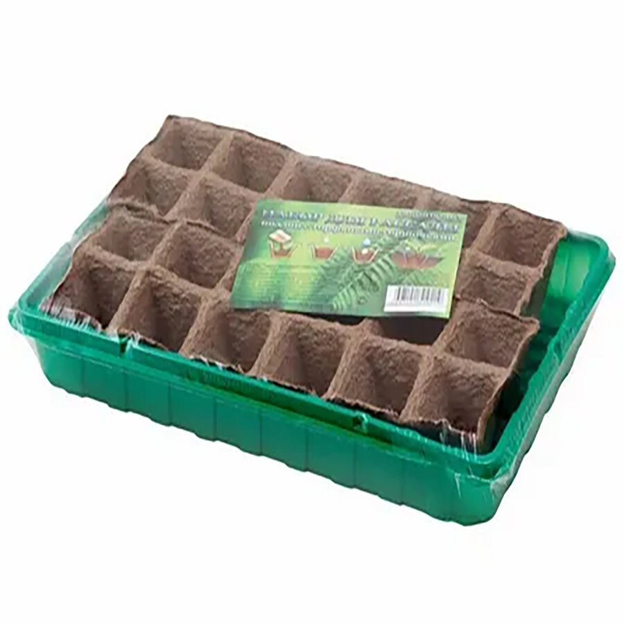 Набор для рассады: торфяная кассета, 24 ячейки (4 × 4 см) по 50 мл, поддон (комплект из 10 шт)