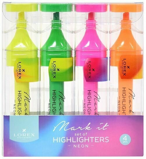 LOREX Набор текстовых маркеров Neon, Mark it неон скошенный, 1-5 мм