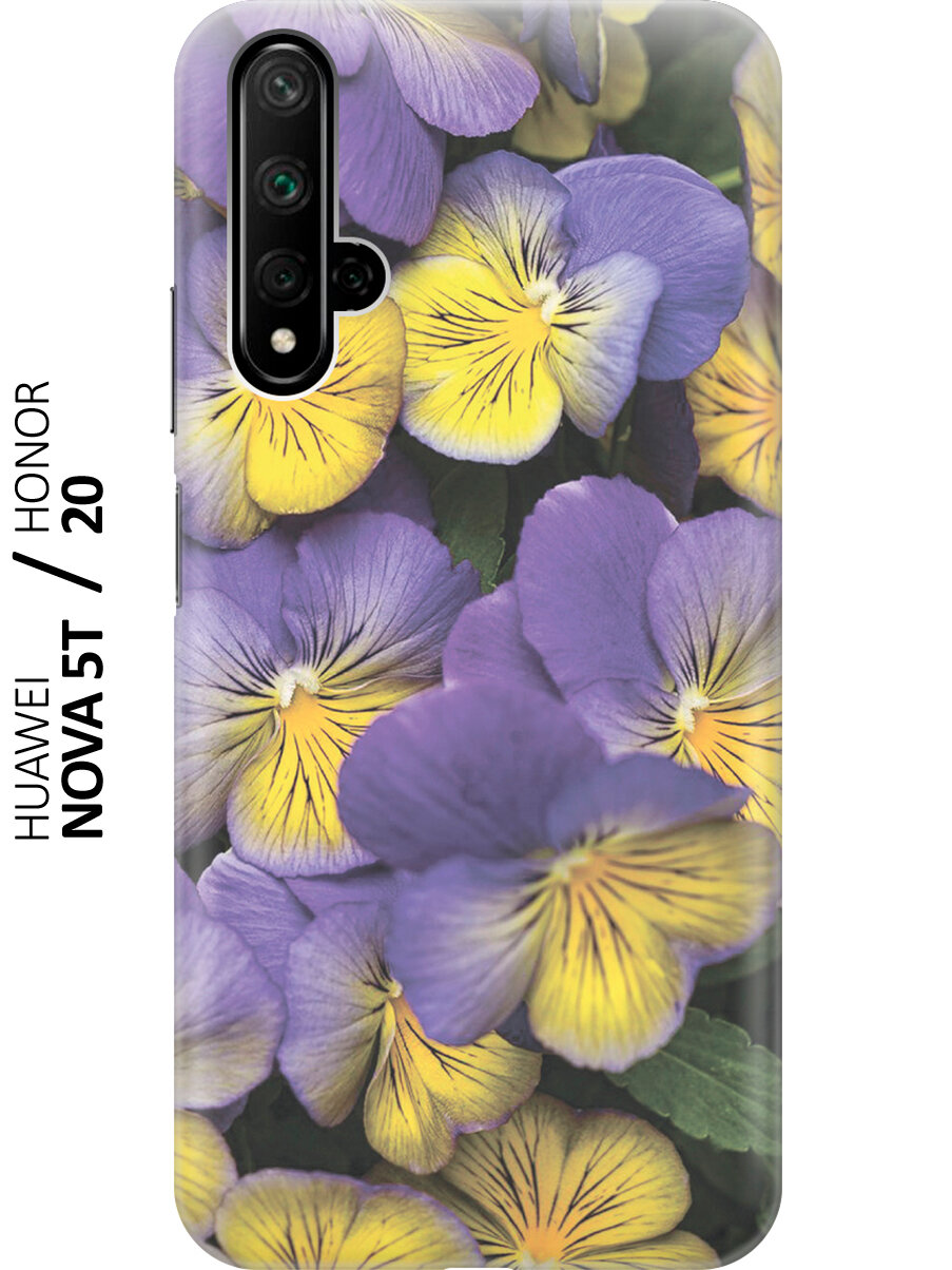 Силиконовый чехол Фиолетовые и желтые фиалки на Honor 20 / Huawei Nova 5T / Хонор 20 / Хуавей Нова 5Т