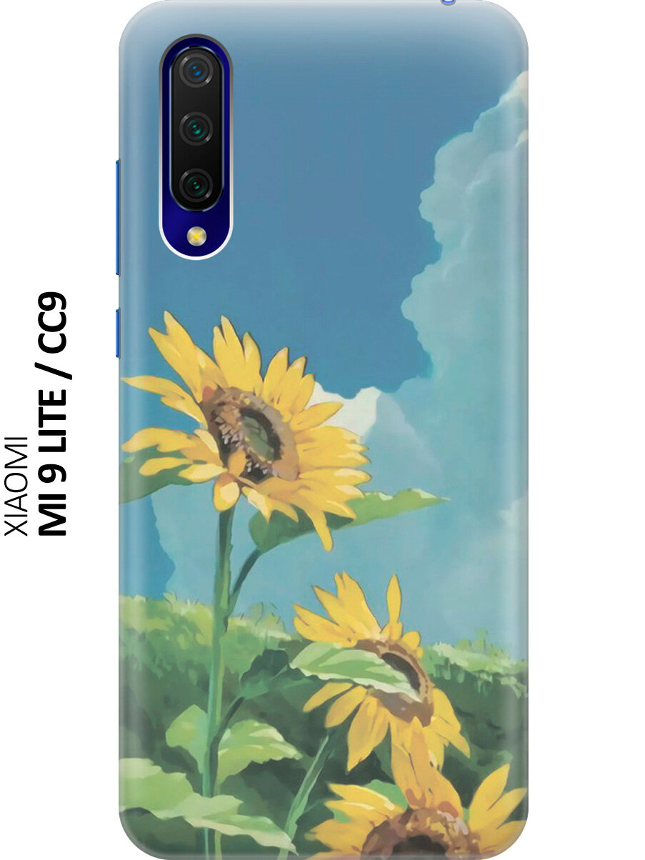 Силиконовый чехол Три подсолнуха в поле на Xiaomi Mi 9 Lite / CC9 / Сяоми Ми 9 Лайт / Ми СС9