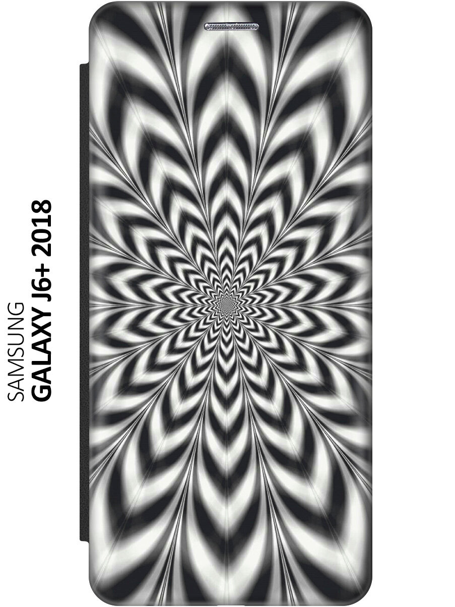 Чехол-книжка Черно-белая иллюзия на Samsung Galaxy J6+ (2018) / Самсунг Джей 6 плюс черный