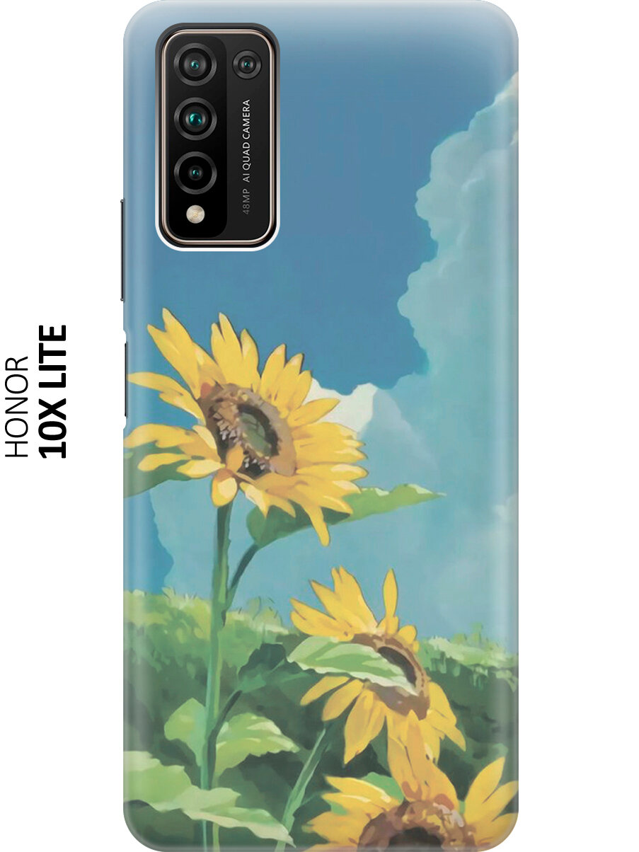 Силиконовый чехол Три подсолнуха в поле на Honor 10x Lite / Хонор 10Х Лайт