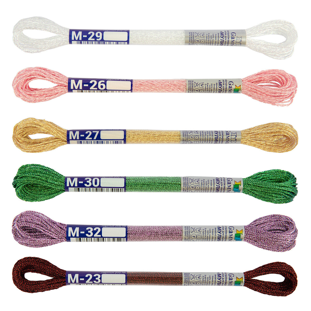 Нитки для вышивания мулине Gamma/гамма, металлик, 100% полиэстер, 6x8 м, 06 Сияющий вихрь