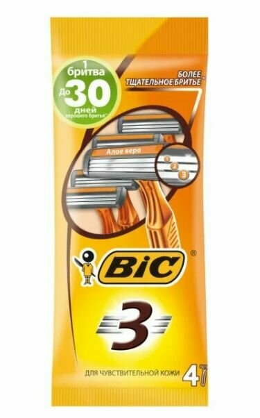Bic Бритва Бикз, для чувствительной кожи, 4 шт, 1 уп