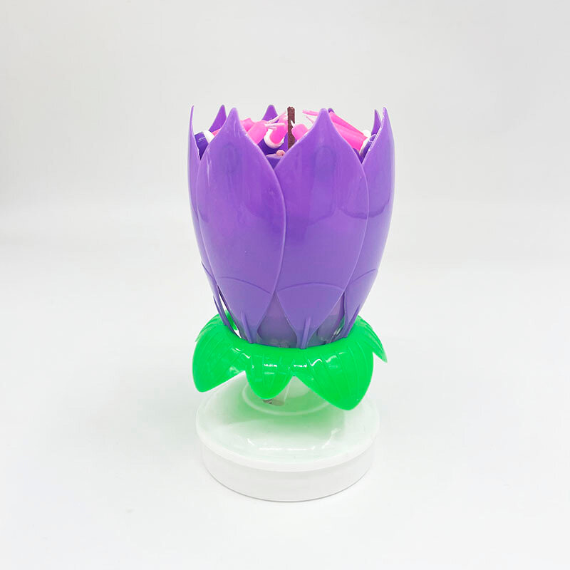 Музыкальная свеча бутон для торта / На день рождение / Новый год / Фиолетовый