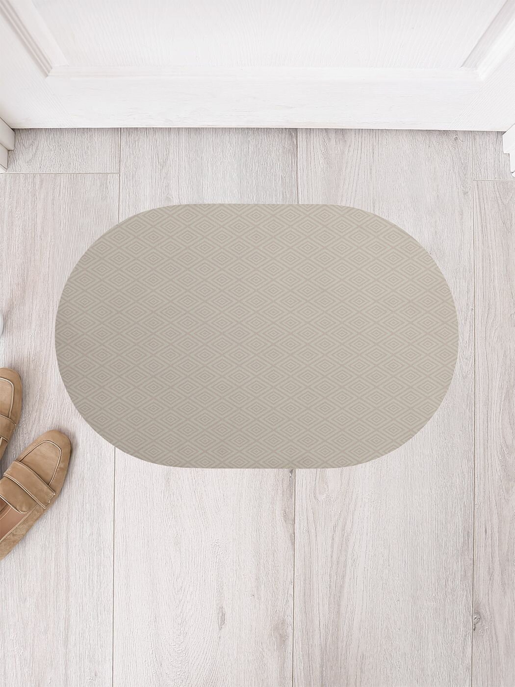 Коврик придверный грязезащитный в прихожую с принтом "Полотно ромбов" JoyArty овальный 58x38 см