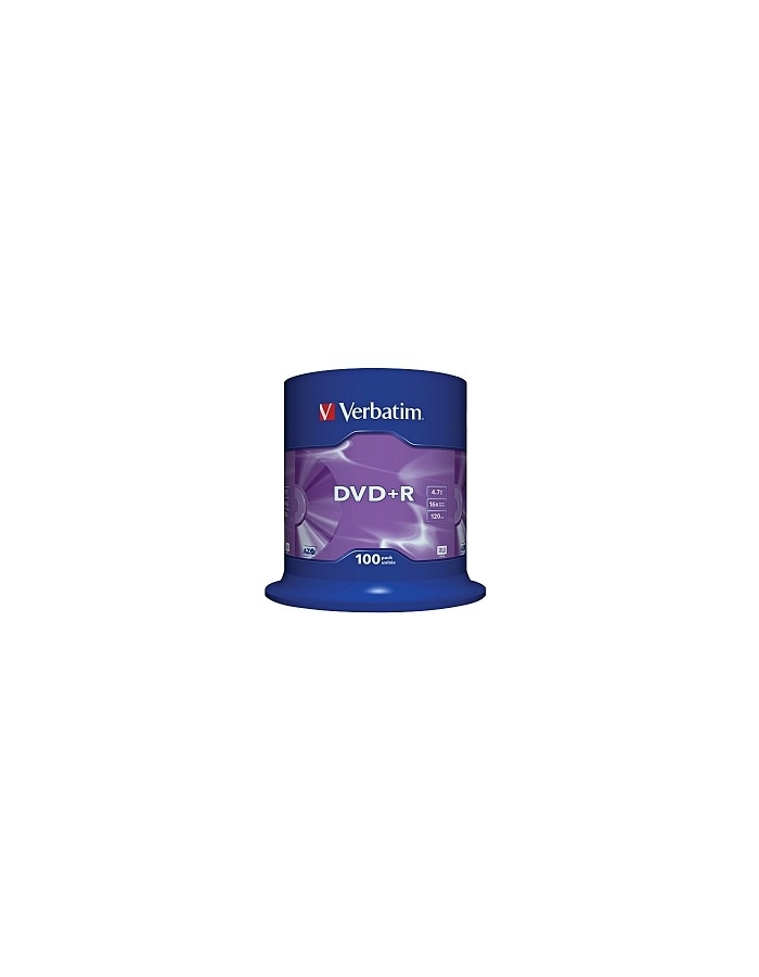 Verbatim Диски DVD+R 4.7Gb 16-х, 100шт, Cake Box (43551)