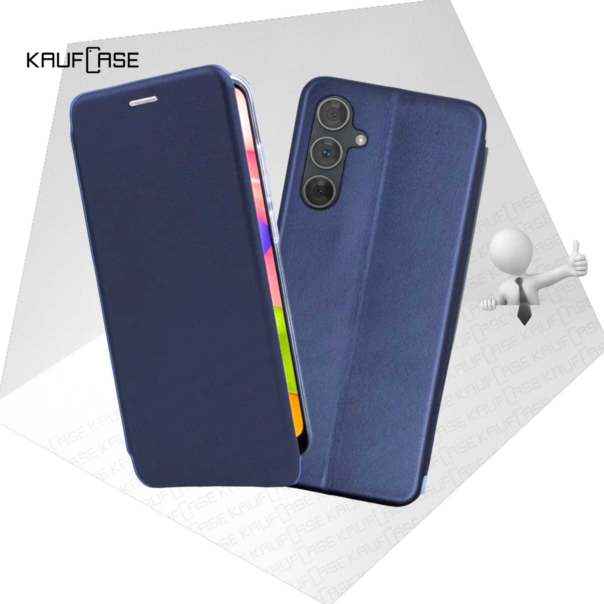 Чехол книжка для телефона Samsung A05s (A057) (6.7"), темно-синий. Текстура под кожу