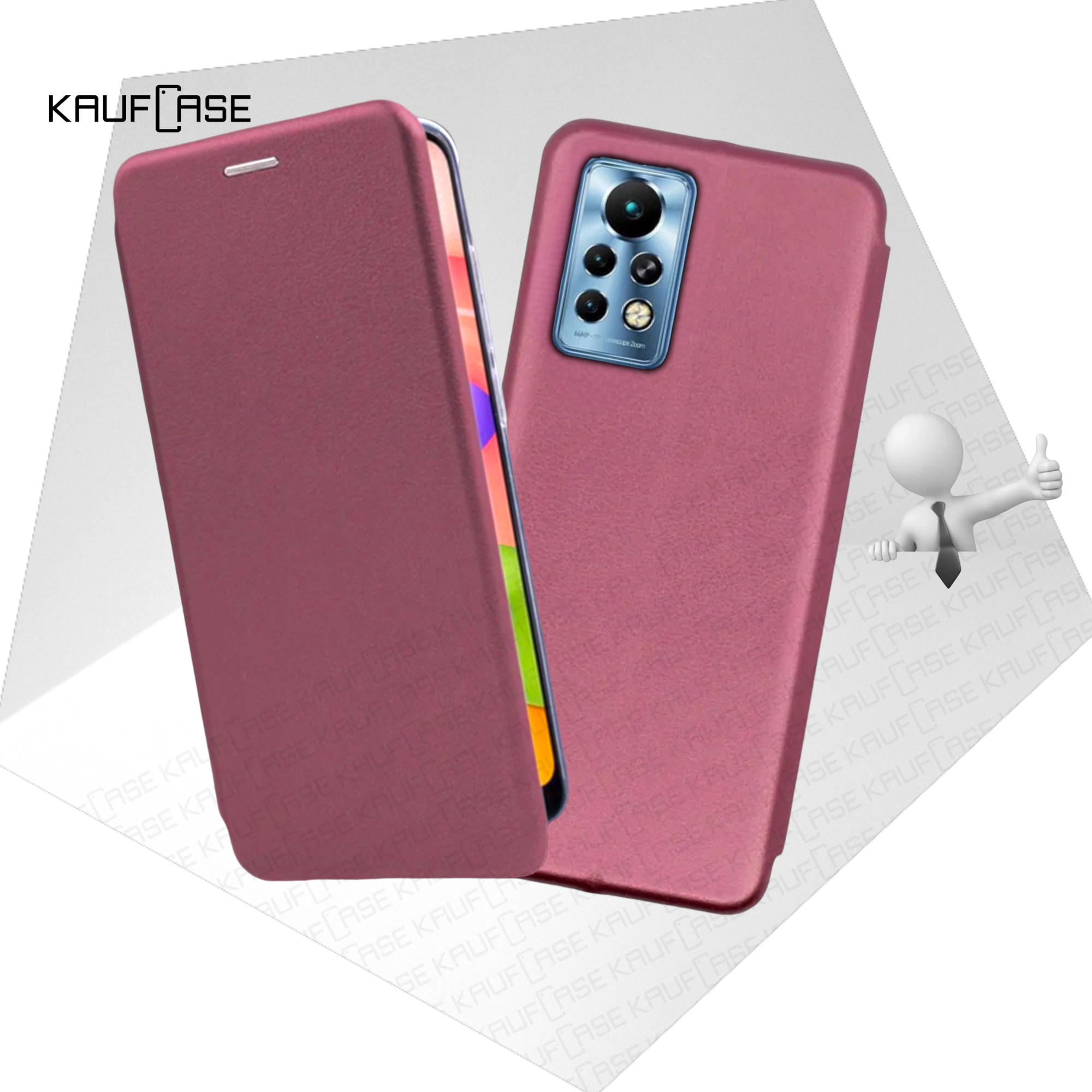 Чехол книжка для телефона Infinix Note 11 Pro (X697) (6.95"), бордовый. Текстура под кожу