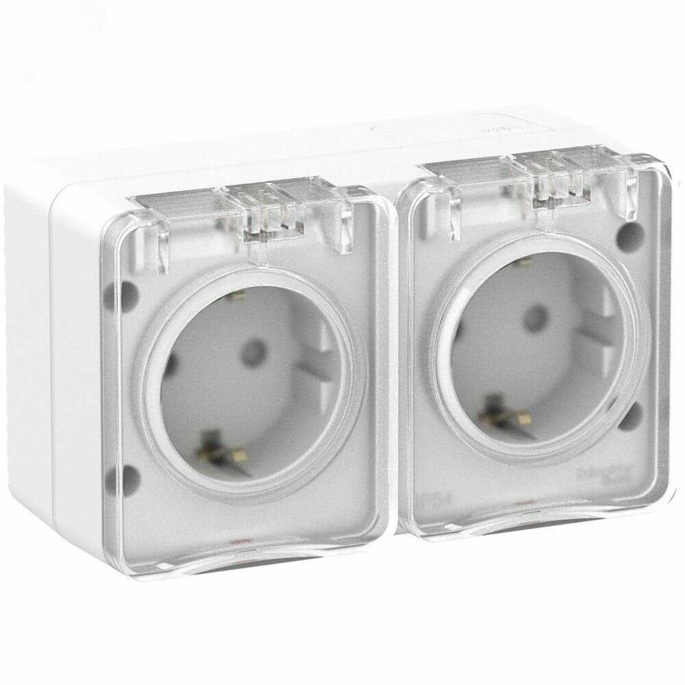 Розетка 2-м с заземлением Profi54 16А IP54 Белый AtlasDesign
