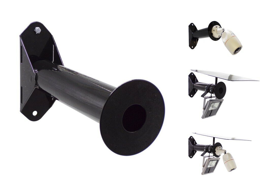 Кронштейн "HIWOLL-STOLBIK-50B" бокс для камер и прожекторов на столбы под СИП-ленту, 0,28м, чёрный