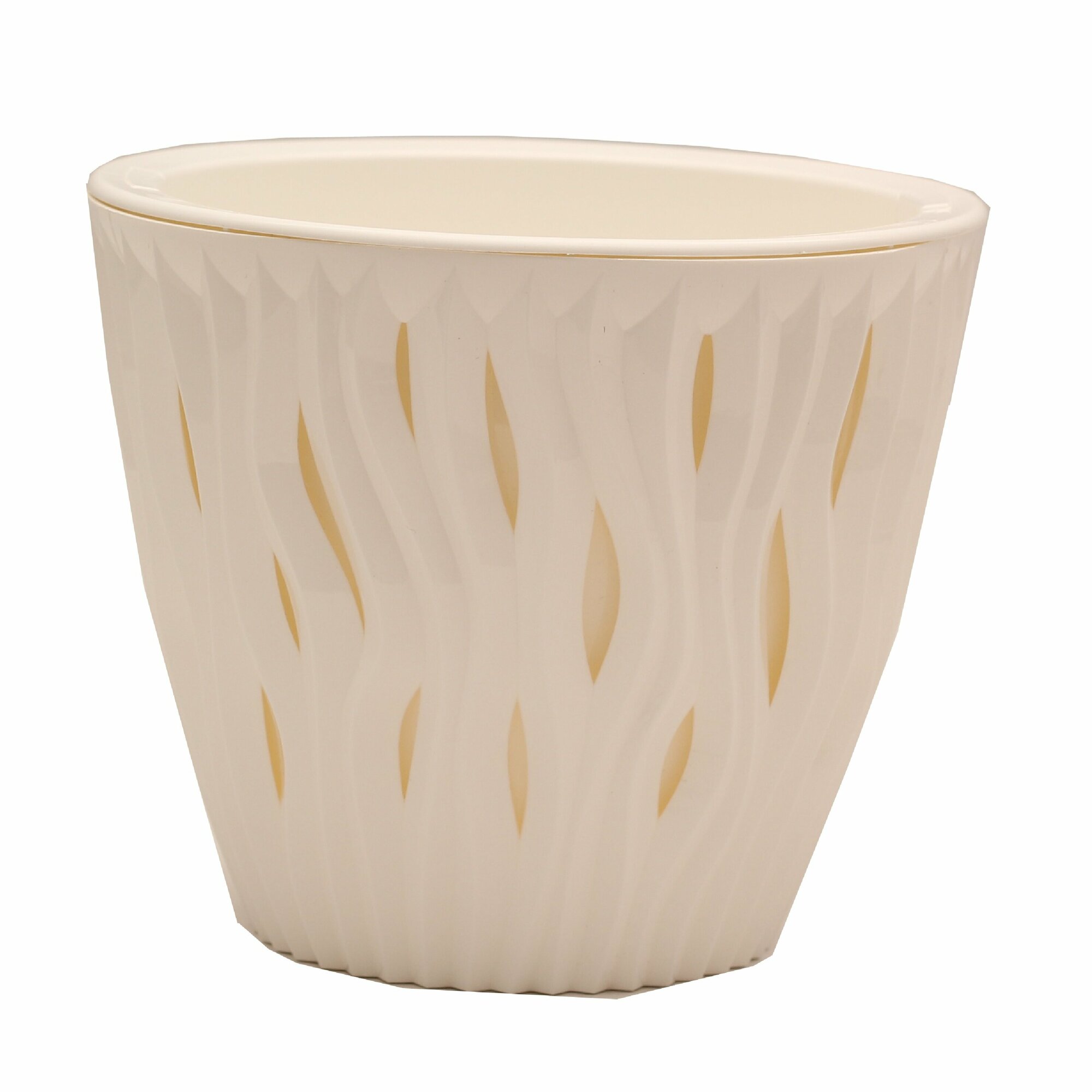 Кашпо для цветов Вдохновение, со вставкой, пластик, белый, 4,5 л, d=21,5 см, h=18 см