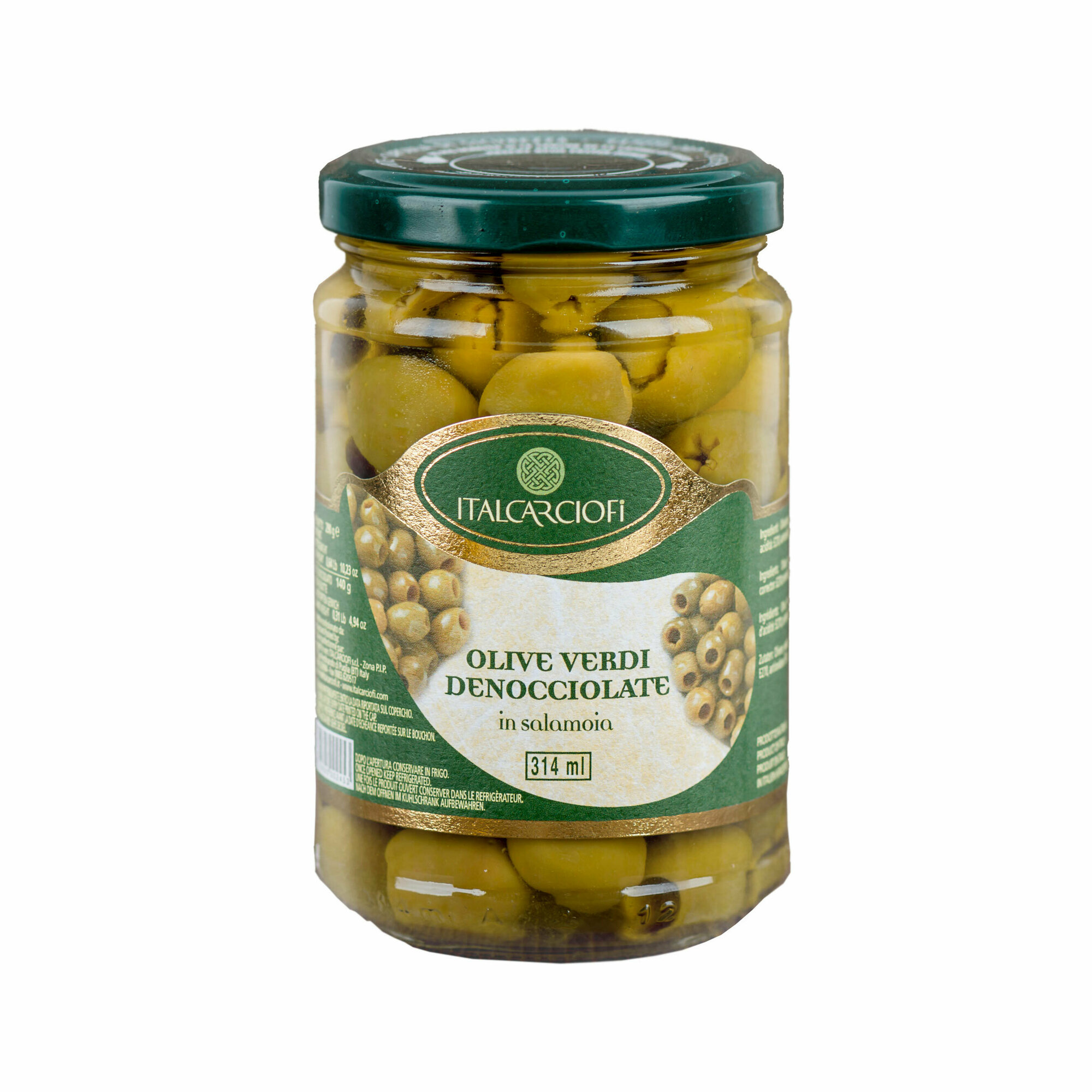 Оливки без косточек в рассоле, ITALCARCIOFI, 0,290 кг/0,140 кг/0,314 л (ст/б)
