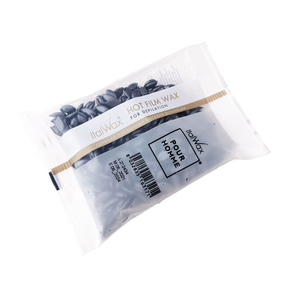 Воск пленочный ItalWax Pour Homme для депиляции, мужской, 100г, черный