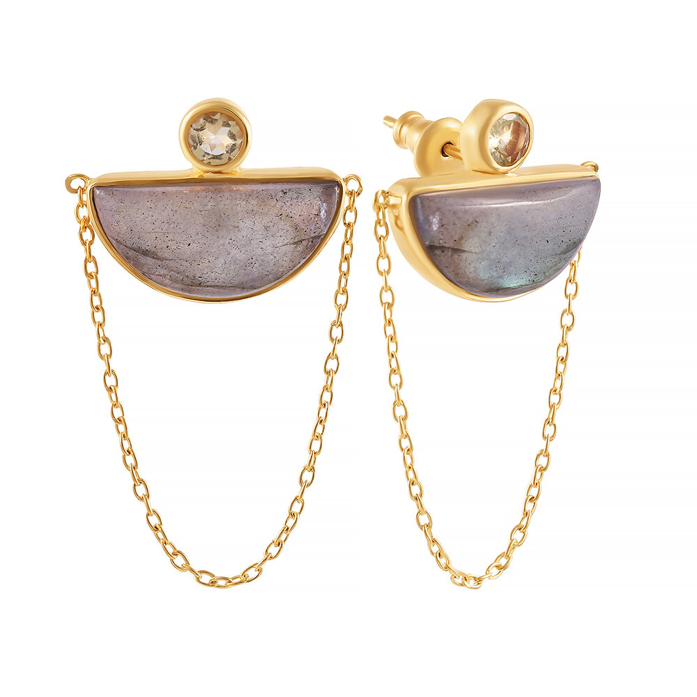 Серьги, серебро, 925 проба, перидот, лабрадорит