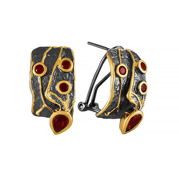 Серьги, серебро, 925 проба, гранат