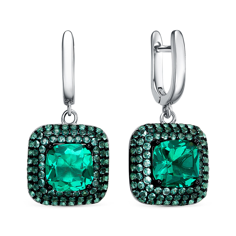 Серьги, серебро, 925 проба, фианит, стекло