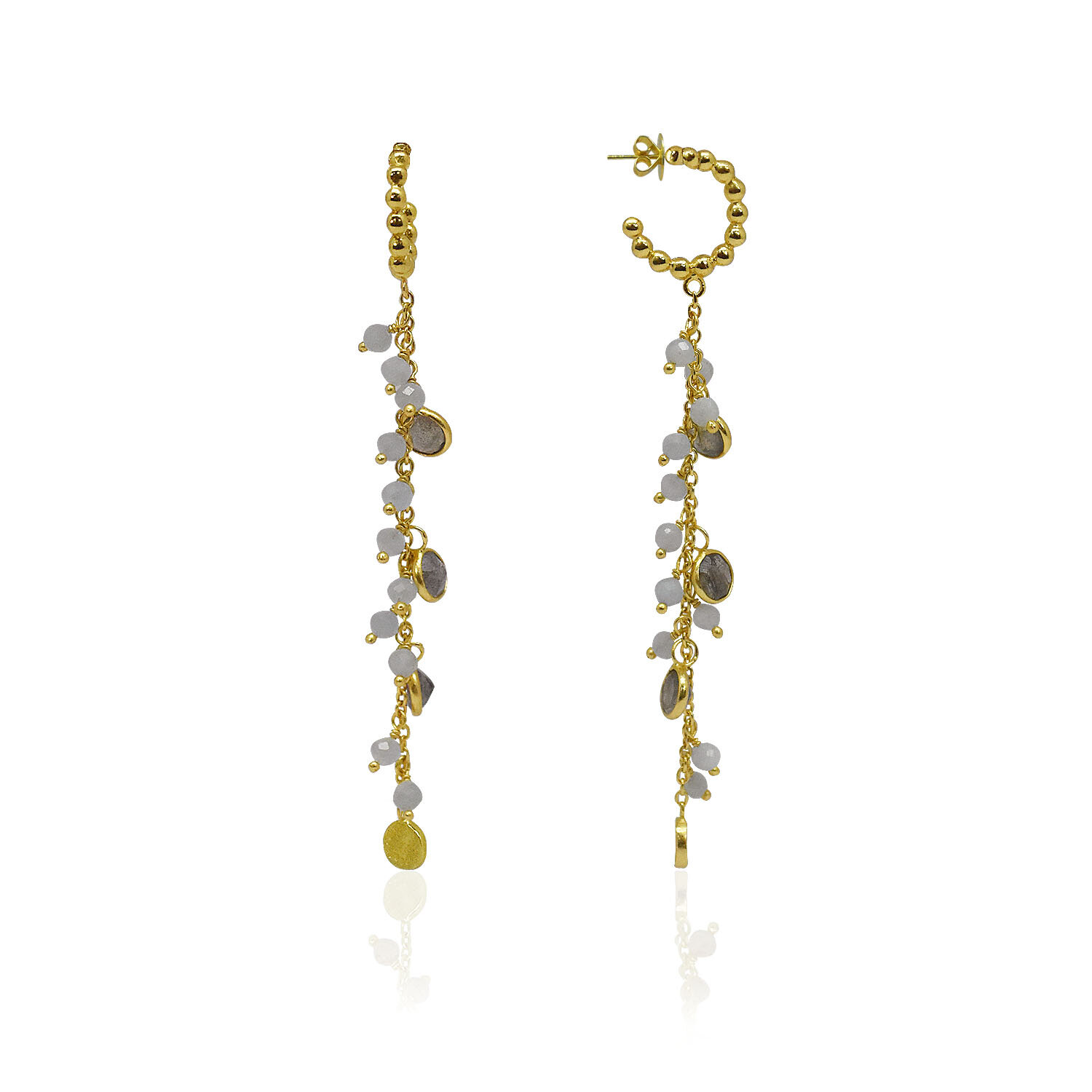 Серьги, серебро, 925 проба, лабрадорит, аквамарин