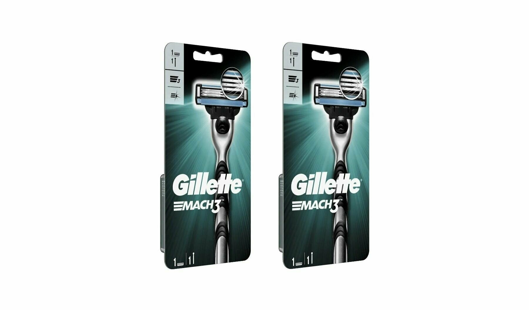 Gillette Бритвенный станок Mach3 + 1 сменная кассета, 2 упаковки