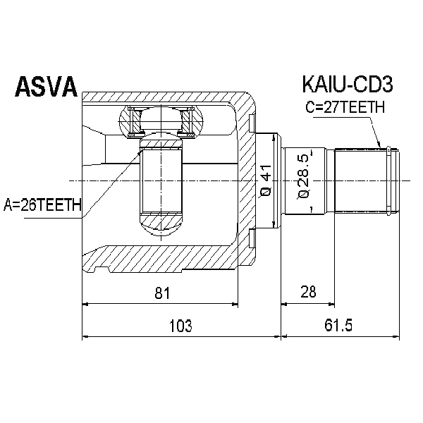 ASVA KAIU-CD3 (495001H210495011H210 / 495921H210) шрус / c eed 1,6 5mt / 1,6-u2 6mt