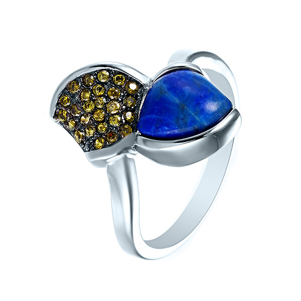 Кольцо, серебро, 925 проба, лазурит