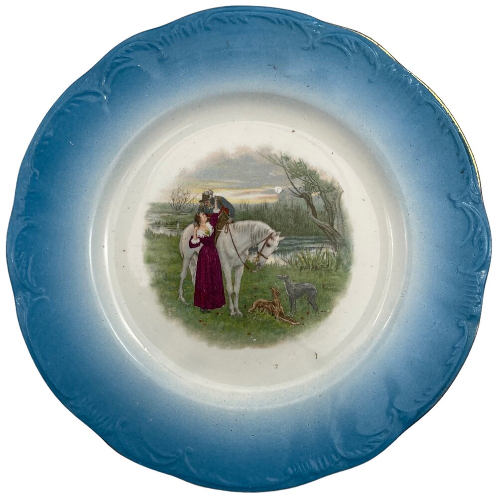 Тарелка десертная "Прощание", 16 см, 1894-1917 гг, Кузнецов в Будах, Российская Империя