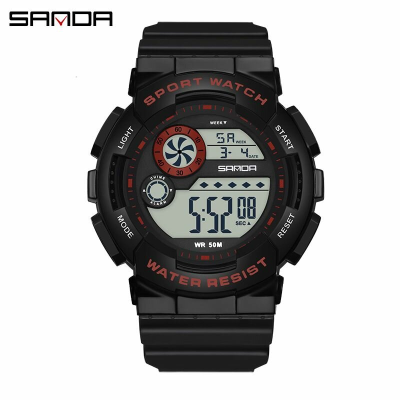 Часы наручные спортивные, с подсветкой, с секундомером, SANDA