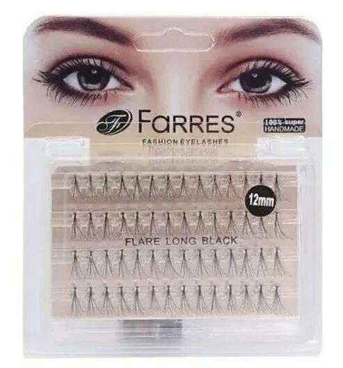 Farres cosmetics Ресницы пучковые, для наращивания, 12 мм, 60 шт. в уп.