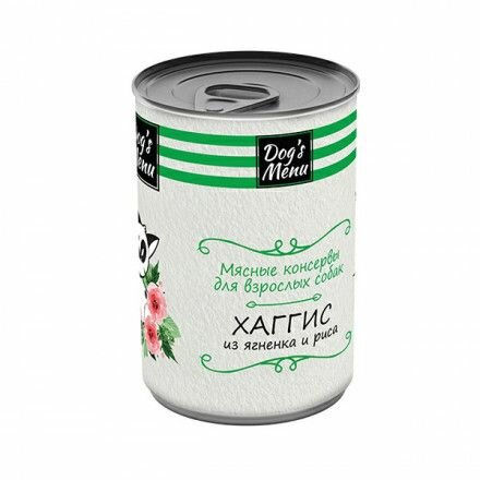 Dog's Menu Влажный корм для взрослых собак хаггис из ягненка и риса ,340 г