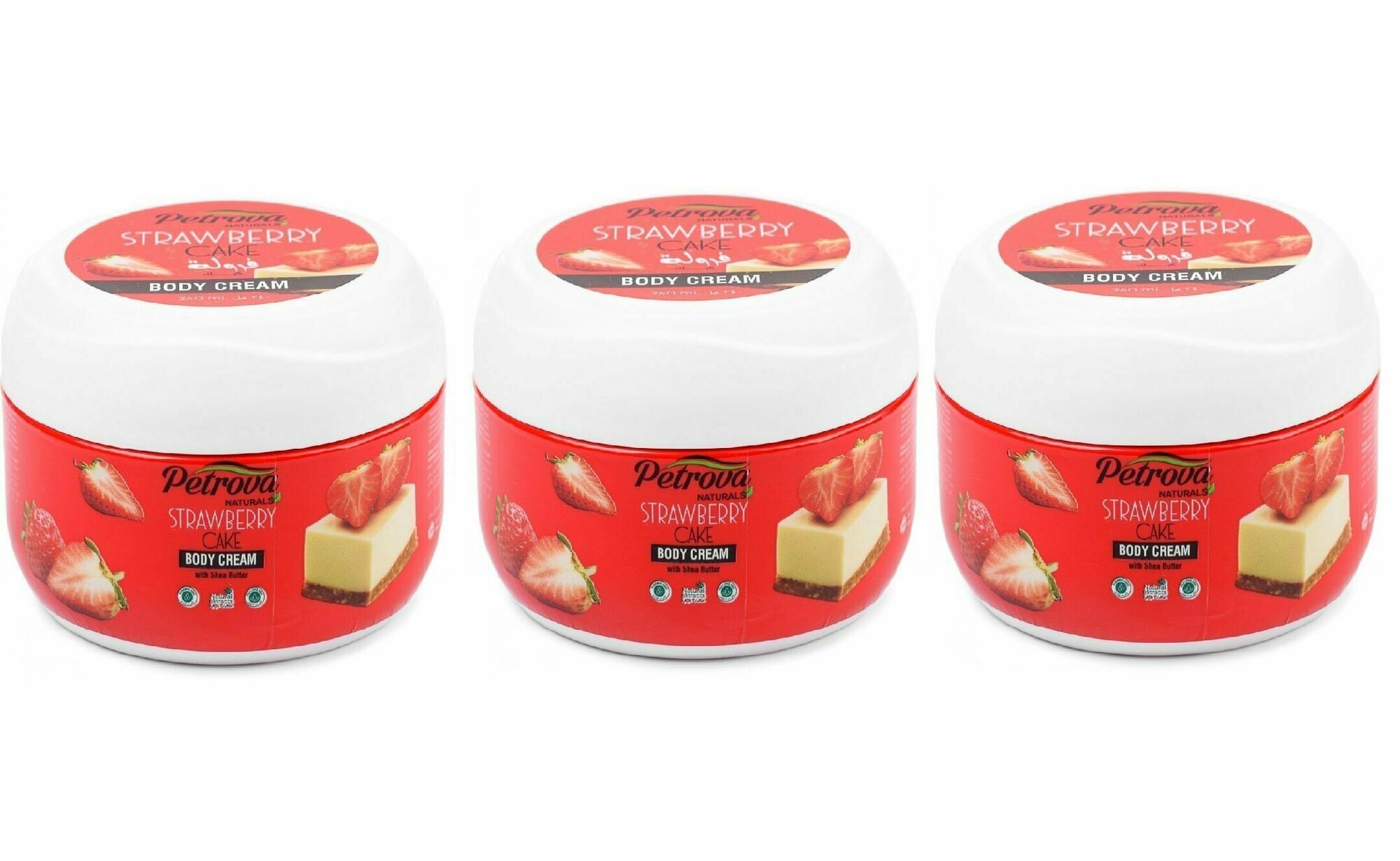 Petrova Крем для тела "Клубничный пирог" с маслом Ши и экстрактом клубники, 240 мл, 3 шт
