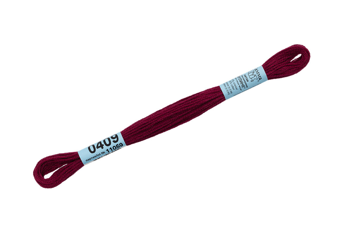 Мулине GAMMA нитки для вышивания 8м. 0409 бордовый, 1 штука.