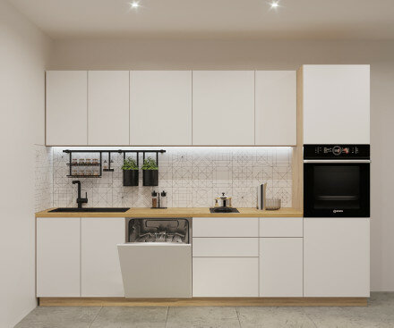 Кухонный гарнитур с пеналом Тальк дуб сонома 3000 мм