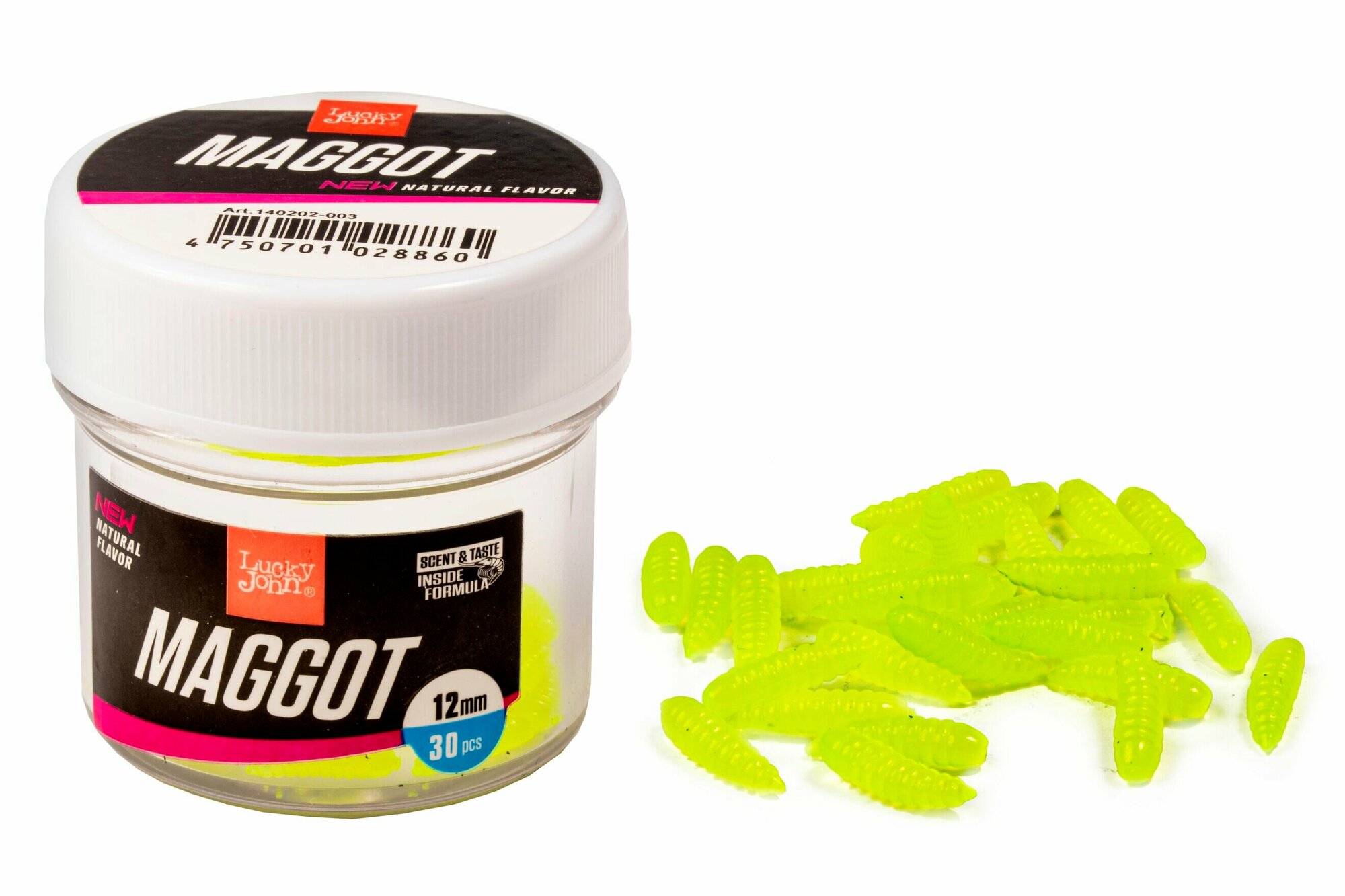 Насадки искусственные съедобные Lucky John Pro Series Maggot Green опарыш 12 мм 30 шт.