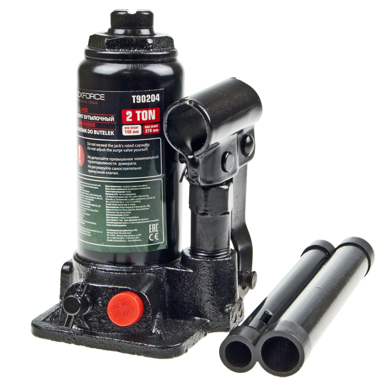 Домкрат бутылочный 2т 148-278мм с клапаном ROCKFORCE