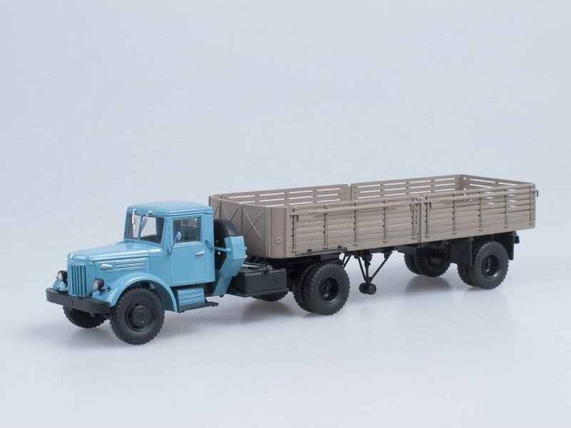 Масштабная модель МАЗ-200В + МАЗ-5215 (голубой/коричневый), масштаб 1/43