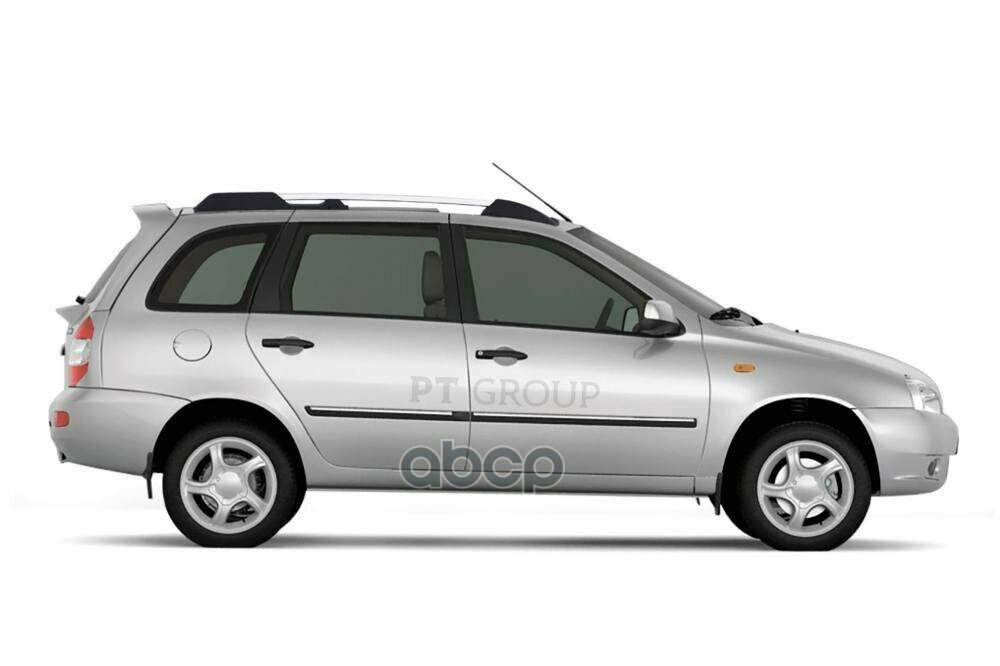 Рейлинги под крышу с "ребром" "усиленные" на Lada Kalina универсал 2004-2013 (расцветка - серебристый муар) PT Group арт. 011.