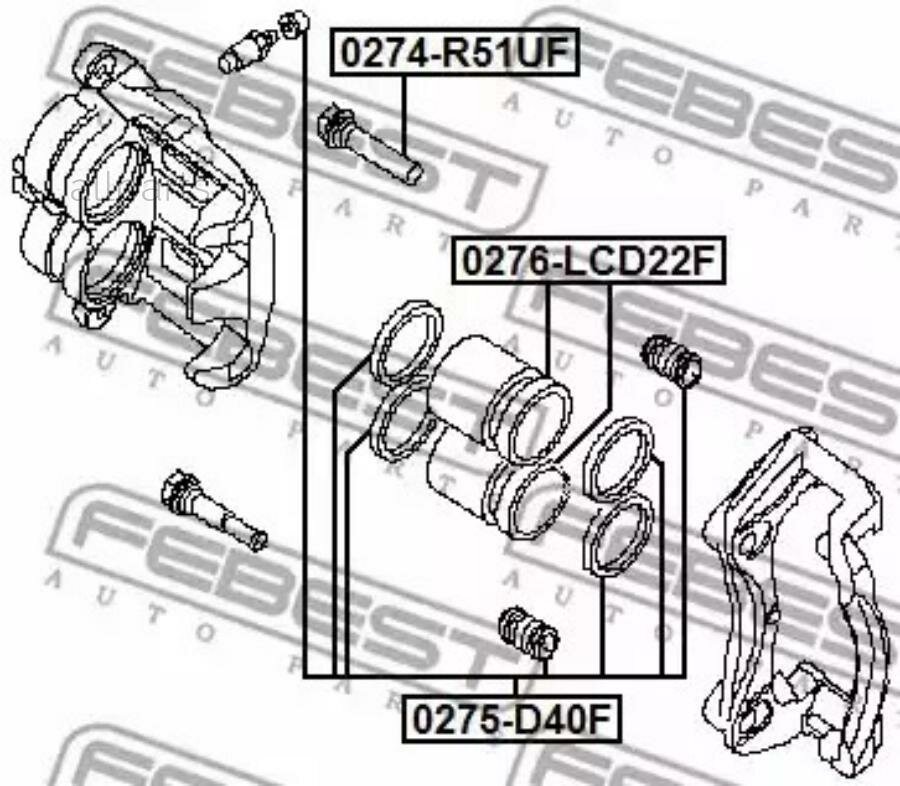 FEBEST 0275-D40F ремкомплект суппорта тормозного переднего NISSAN PATHFINDER R51M 2005-2013