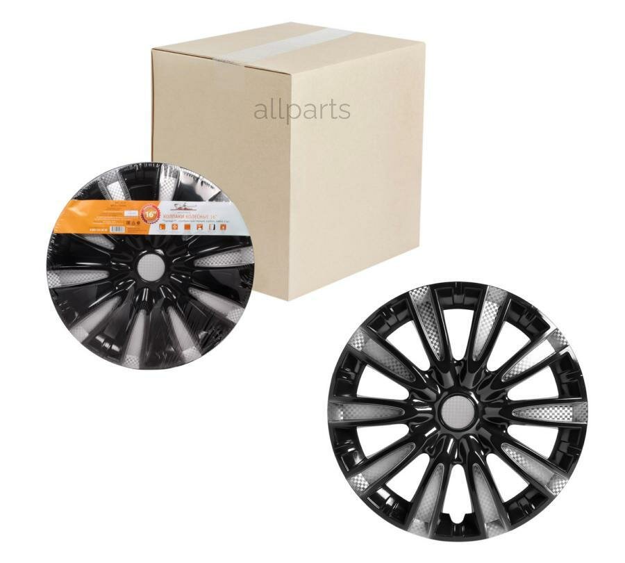 AIRLINE AWCC-16-33 Колпаки колесные 16 Торнадо Т серебристый/черный карбон компл. 2 шт. (AWCC-16-33)