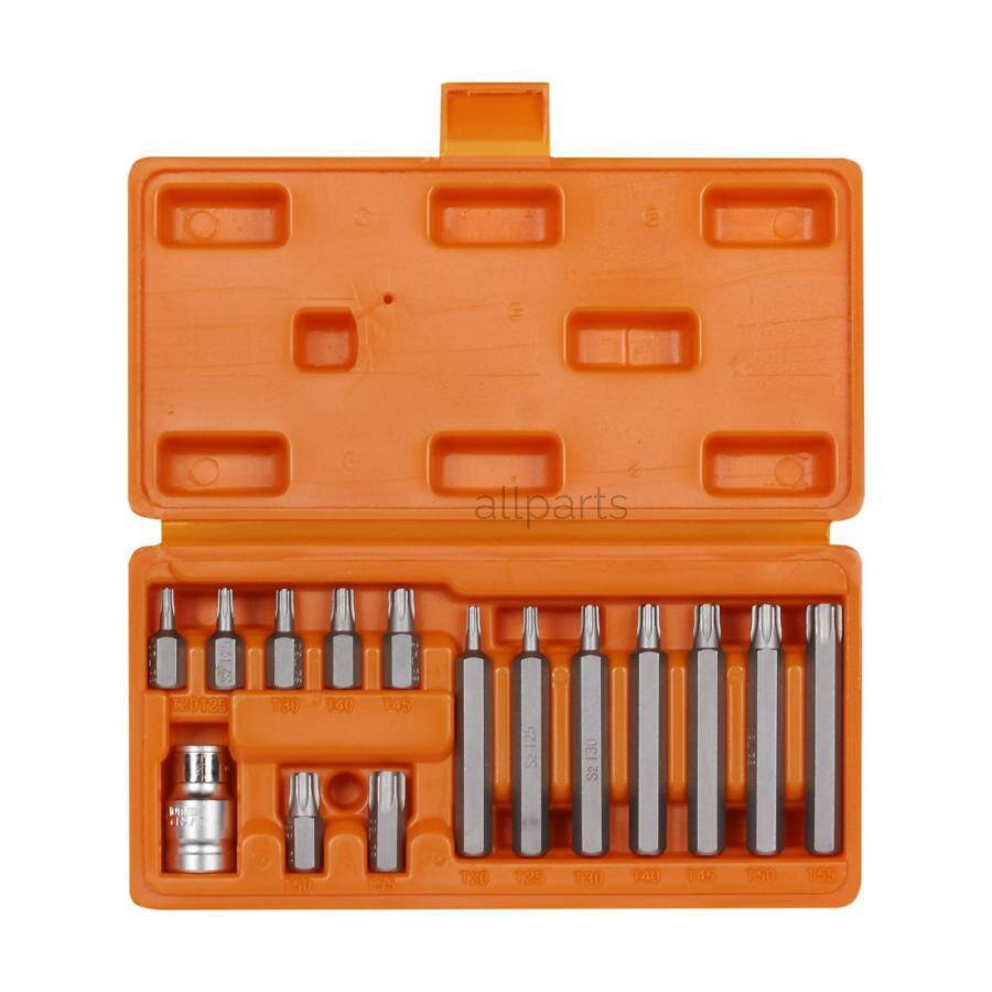 AIRLINE AT-B-21 Набор бит вставок TORX 3/8 30мм и 75мм с держателем бит 1/2 DR 15 предметов в кейсе (AT-B-21)
