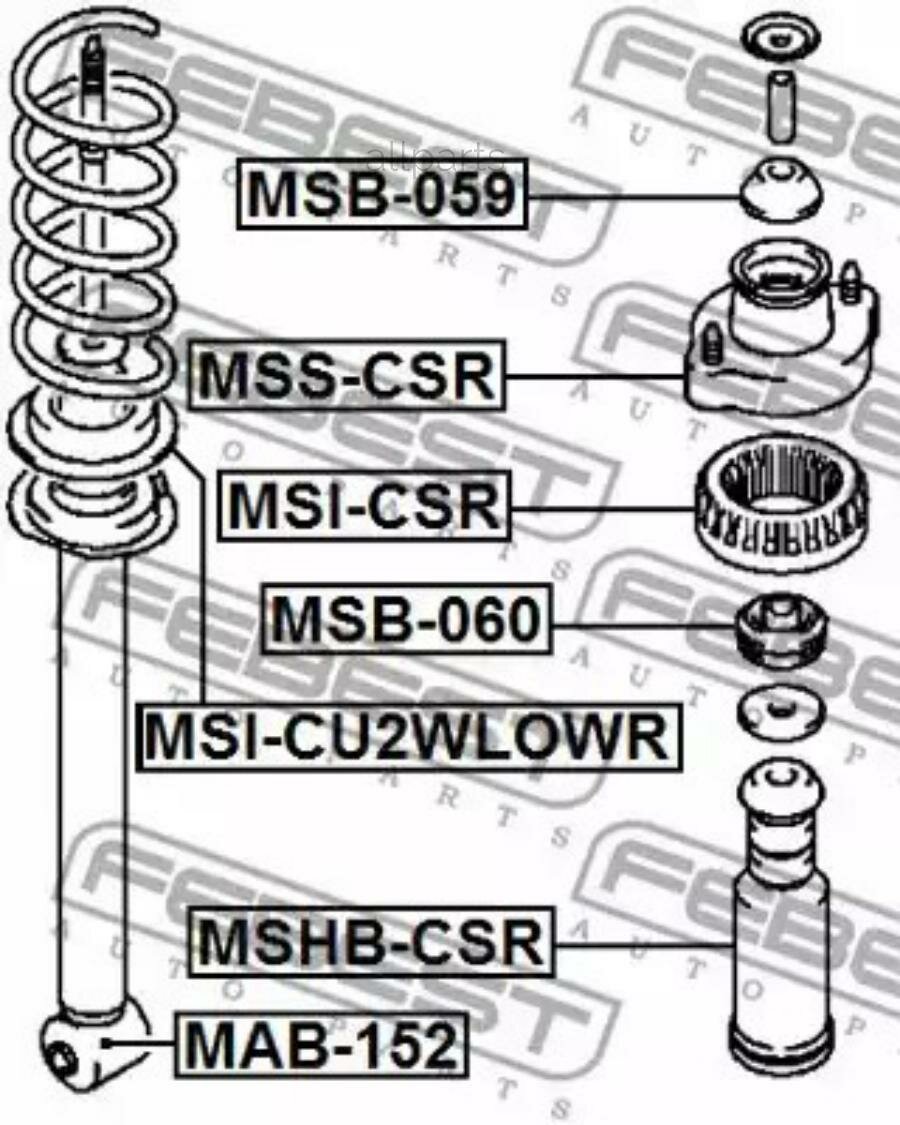 FEBEST MSI-CU2WLOWR Проставка задней пружины нижняя MITSUBISHI LANCER, LANCER CEDIA CS, CT# 2000.03-2009 FEBEST MSI-CU2WLOWR
