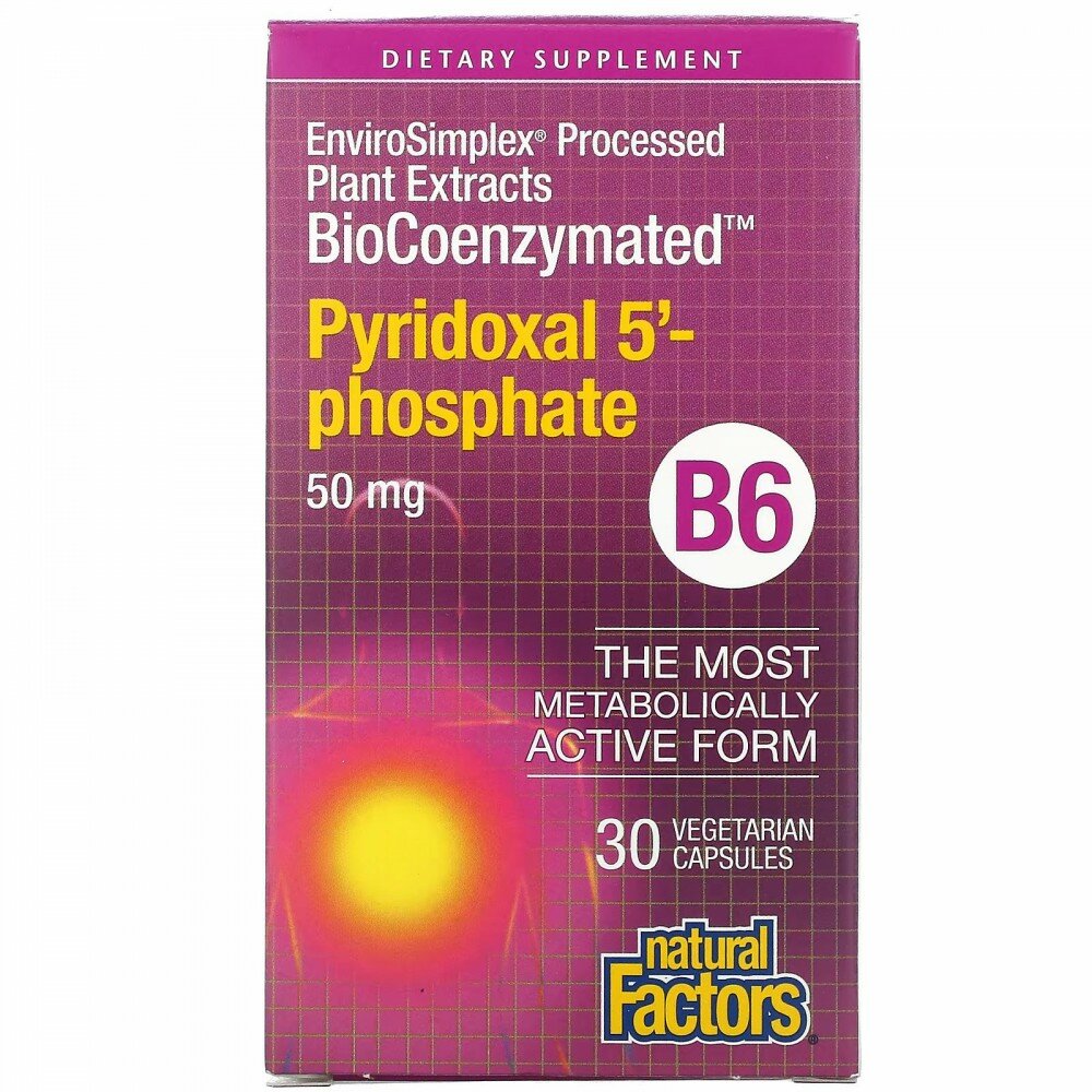 Капсулы Natural Factors BioCoenzymated B6 Pyridoxal 5'-Phosphate, 90 г, 50 мг, 30 шт.